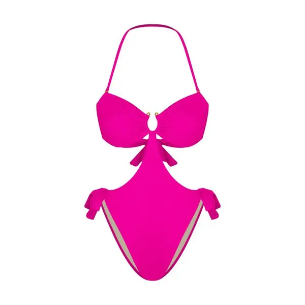 MAHOGANY COAST SWIM Desire Ruched Bandeau Side-tie One-piece Swimsuit - Pink