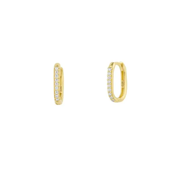 SPERO LONDON 14ct Solid Pave Ovate Hoop Earrings - Gold