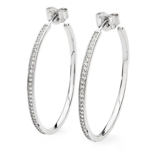 LUCY QUARTERMAINE Solid Sterling Skinny Drip Large Hoop Earrings - Silver