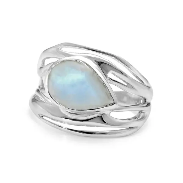 ISLA SILVER Sterling Silver Moonstone Statement Ring - White/silver