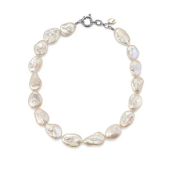 UNALOE Baroque Freshwater Pearl Necklace - Silver