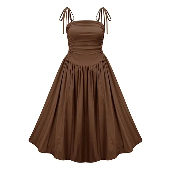 AMY LYNN Alexa Puffball Midi Dress - Brown