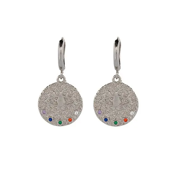 EBRU JEWELRY Evil Eye Talisman Earrings - Silver