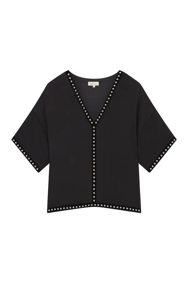 LITTLE LIES Studded Satin Tee