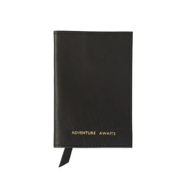 VIDA VIDA Adventure Awaits Leather Passport Cover - Black
