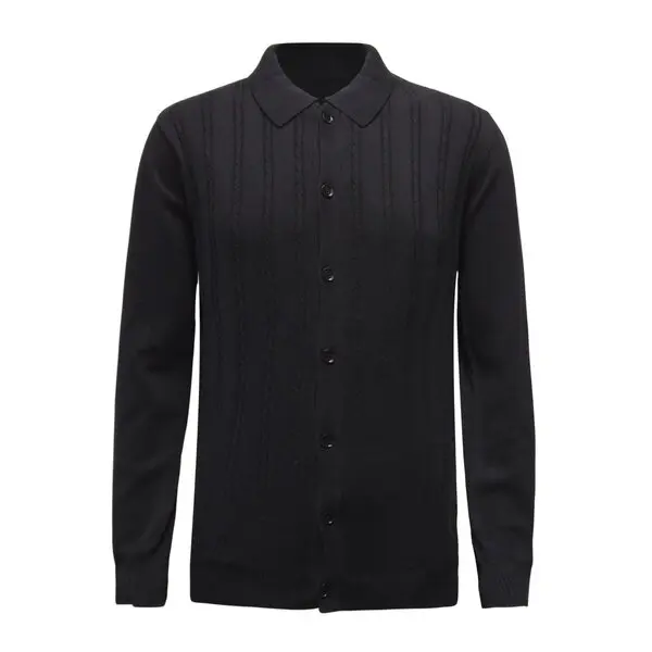 VUSTRA Knitted Long Sleeve Collared Cardigan
