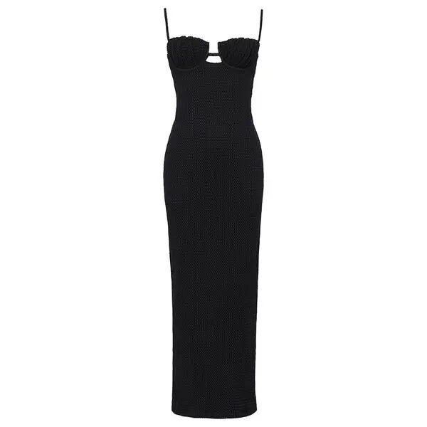 MONTCE Crochet Long Slip Dress - Black