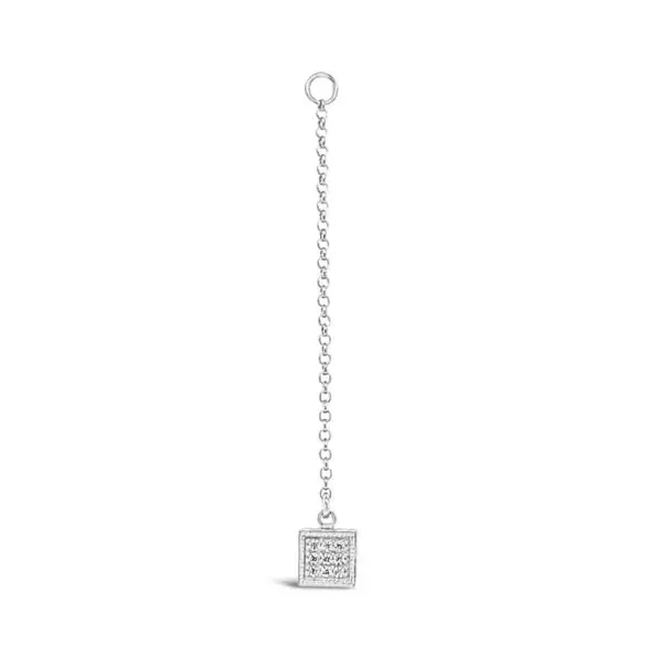 LUTIRO Single Cz Charm Chain Earring