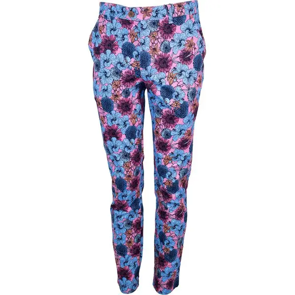LORDS OF HARLECH Blue / Pink Jack Lux Hibiscus Garden Pants Pink - Blue/pink