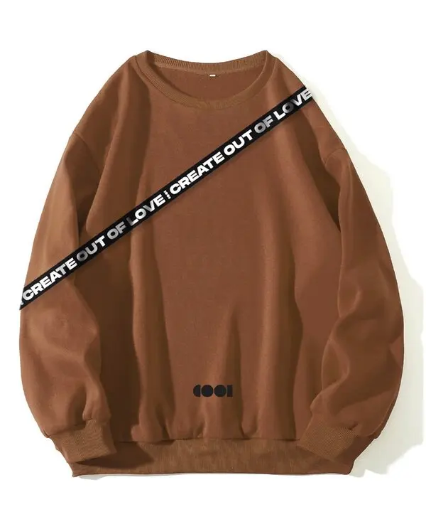 COOL CREATIVE Crewneck Sweatshirt With Woven Strap