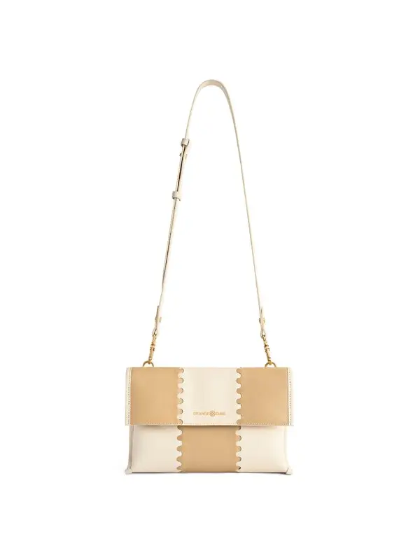 ORANGE CUBE Square Stitch Messenger Bag - White