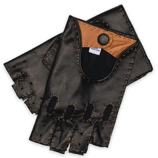 1861 GLOVE MANUFACTORY Rome Fingerless Driving Gloves - Black/brown