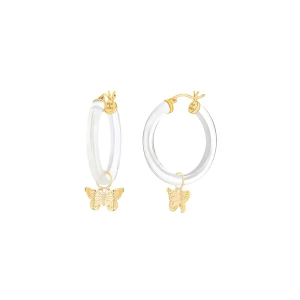 GOLD & HONEY Butterfly Charm Hoop Earrings - Gold