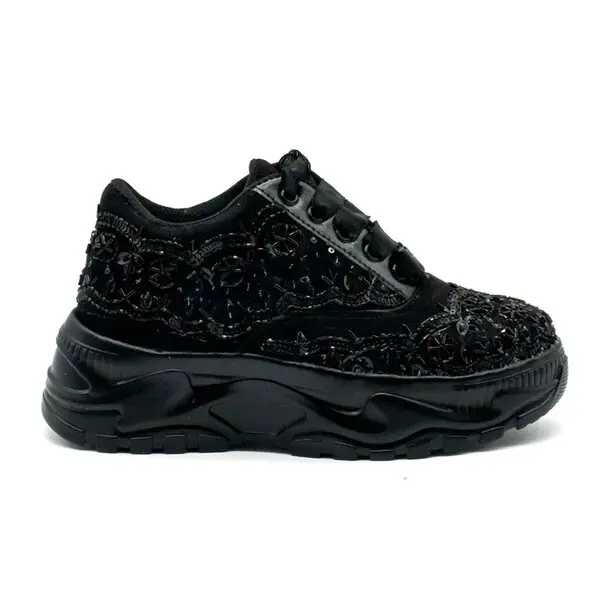 RETTROSE Ava Embellished Suede Trainers