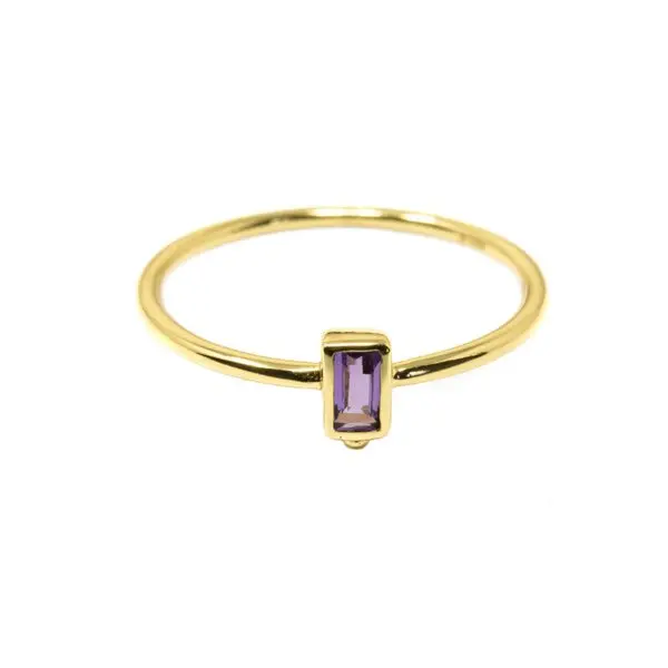 NASI SILVER Level Baguette Amethyst Ring - Yellow