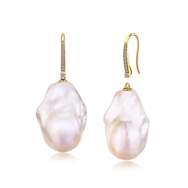 KAI FINE JEWELRY Natural Diamond And Baroque Pearl Drop Earrings - Gold/white