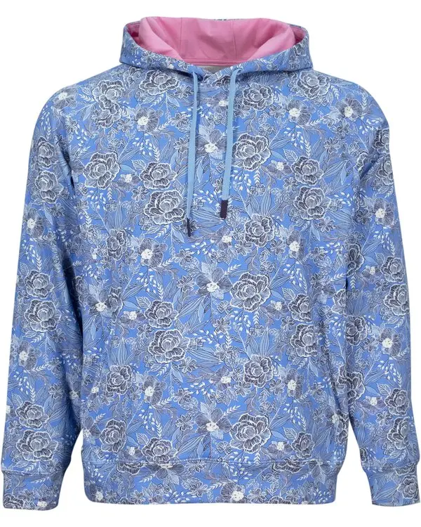 LORDS OF HARLECH Handcut Floral Hoodie - Blue