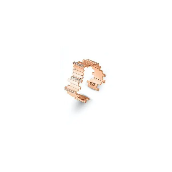 SPERO LONDON Multiple Bar Sterling Silver Statement Ring - Rose Gold