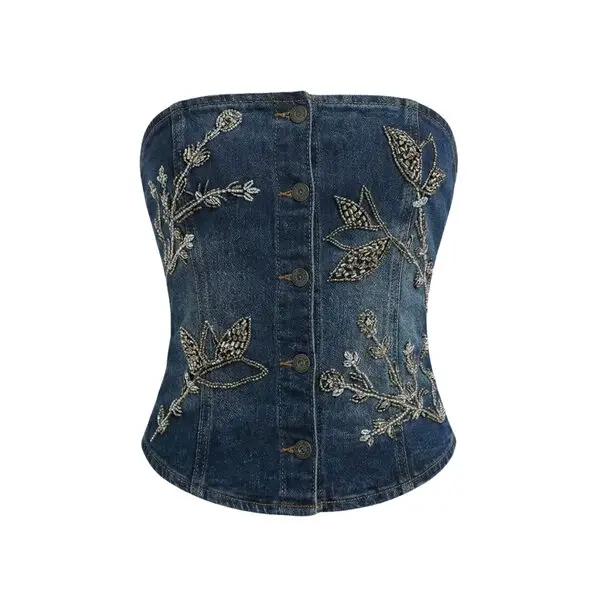 OW Nova Embellished Denim Top