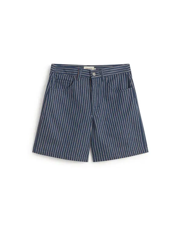THINKING MU Striped Organic Cotton Shorts - Blue