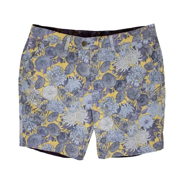 LORDS OF HARLECH John Lux Mums Floral Short - Yellow