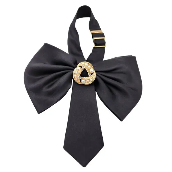 NANDANIE Bow Brooch With Pearl Medallion - Gold