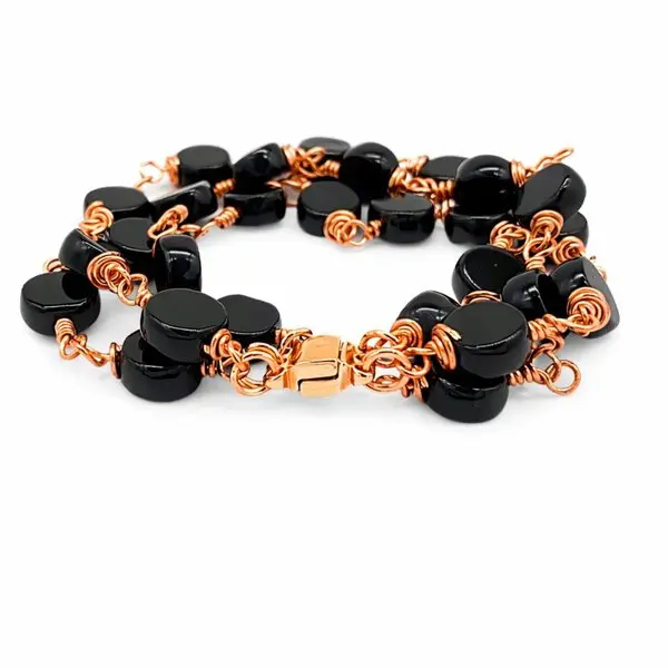 REJECTED HEARTS CLUB Onyx Coin Beaded Bracelet - Black