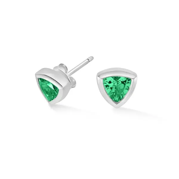 DOWER & HALL Sterling Silver Green Garnet Stud Earrings - Silver/green