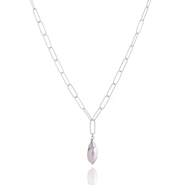 N'DAMUS LONDON Nacre Chain & Ivory Baroque Pearl Necklace - Silver