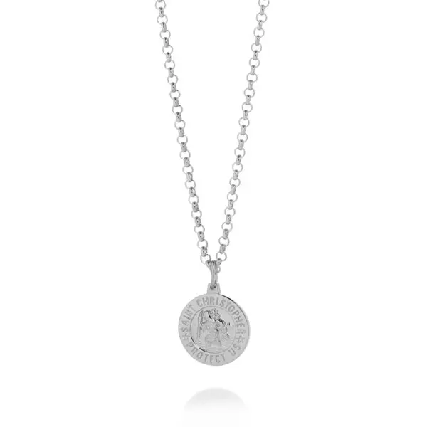 NELLOU JEWELLERY Saint Christopher Pendant Necklace - Silver