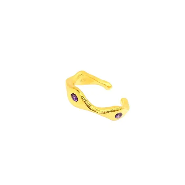 AMY DELSON JEWELRY Gold Vermeil Amethyst Ear Cuff - Gold/yellow
