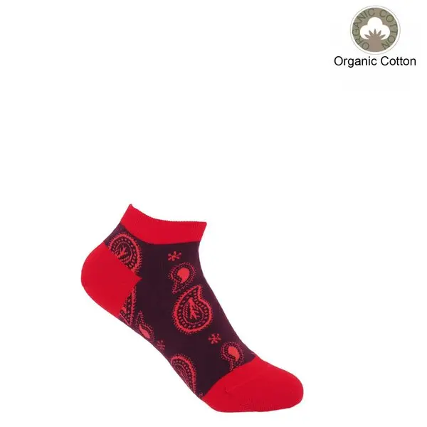 PEPER HAROW - MADE IN ENGLAND Paisley Trainer Socks - Red