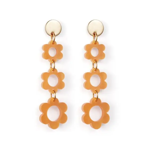 TOOLALLY Flower Drop Earrings - Orange