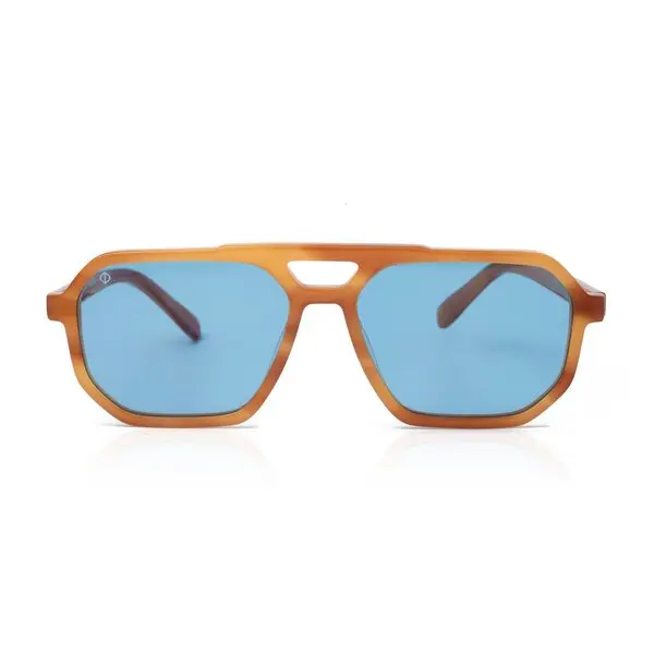 FAOS CONCEPT Kythnos Sunglasses In Marble Amber With Kyano Blue Lenses - Yellow