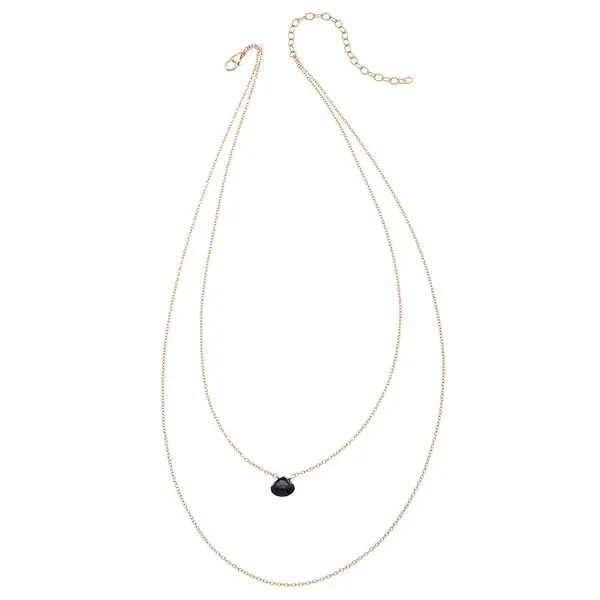 HEATHER HAWKINS Tiny Gemstone Drape Necklace - Black