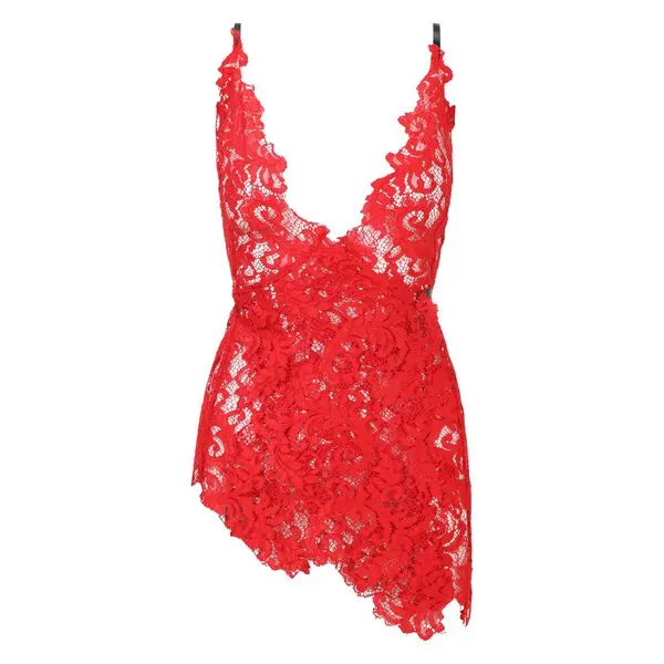 BELLE ET BON BON Valentina Lace Wrap Mini Dress - Red