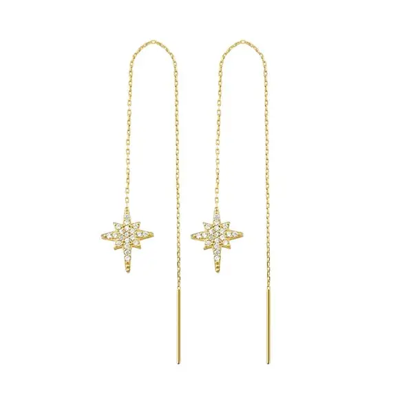 SPERO LONDON Northernstar Starburst Sterling Silver Chain Drop Earrings - Gold