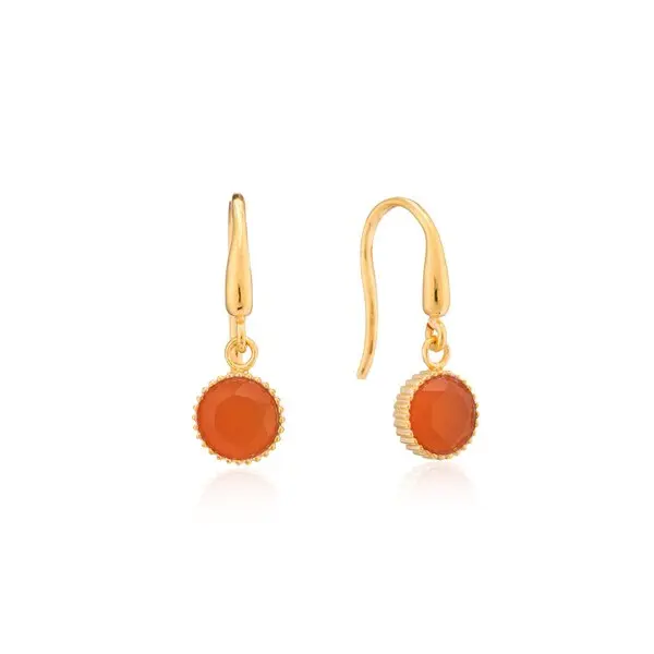 AUREE JEWELLERY Barcelona Carnelian Hook Earrings - Gold/yellow