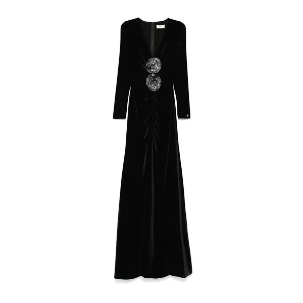 NISSA Sequin-embellished Velvet Midi Dress
