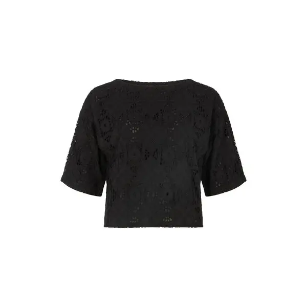 RAFFYA Opal Broderie Anglaise Blouse - Black