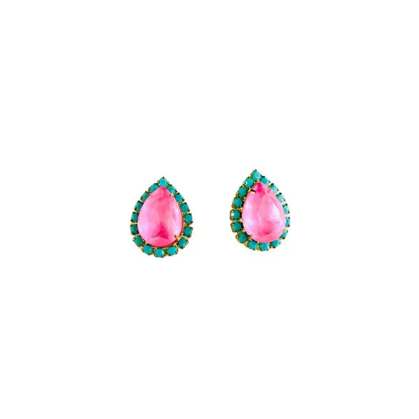THE PINK REEF Pear Stud Earrings - Gold