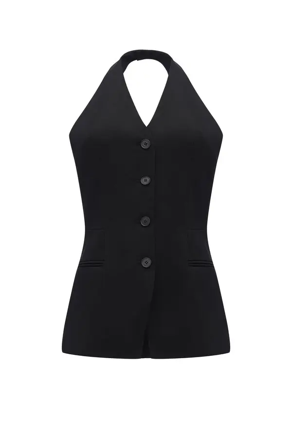 HER CIPHER Chelsea Halter Vest Noir