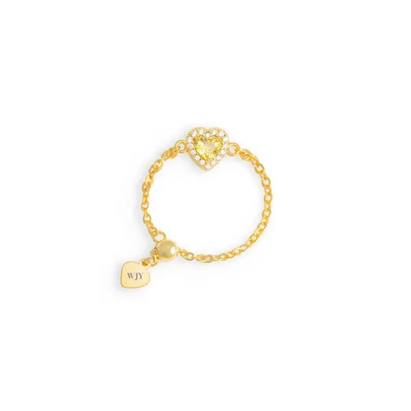 WJY STUDIO LONDON Citrine Birthstone Love Zipper Ring - Gold/yellow