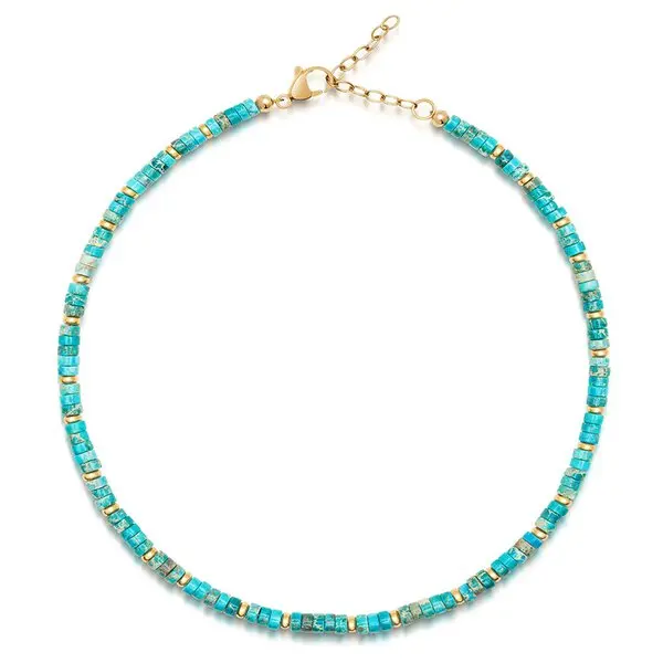 NIALAYA JEWELRY Heishi Turquoise Choker - Gold