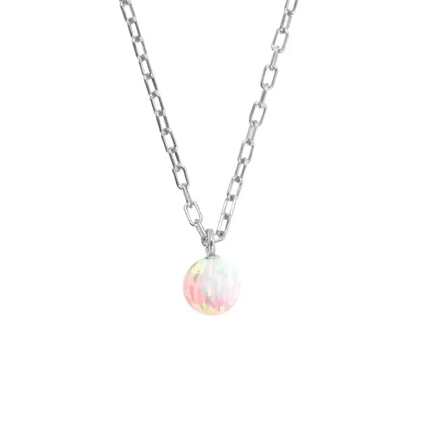 ORA PEARLS Opia Sun Opal Chain Pendant - Silver