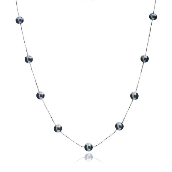 PEARLS OF THE ORIENT ONLINE Gratia Sterling Silver Chain Necklace With Cultured Freshwater Pearls - Black/silver