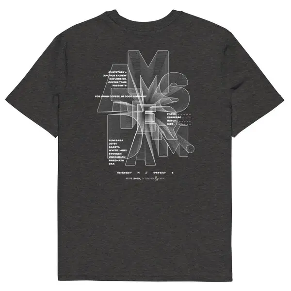 ANCHOR & CREW Heather Gustatory Amsterdam Coffee Scene Organic Cotton Embroidered T-shirt - Black