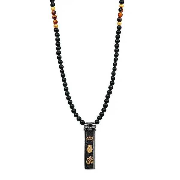 KARMA AND LUCK Onyx And Tiger’s Eye Triple Protection Necklace - Black/brown