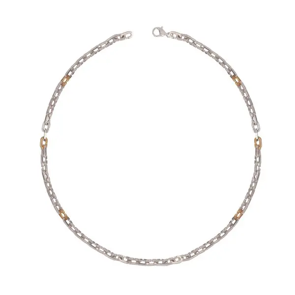 DIME TRIBE Route 66 Gold Detailed Chain Necklace - Silver