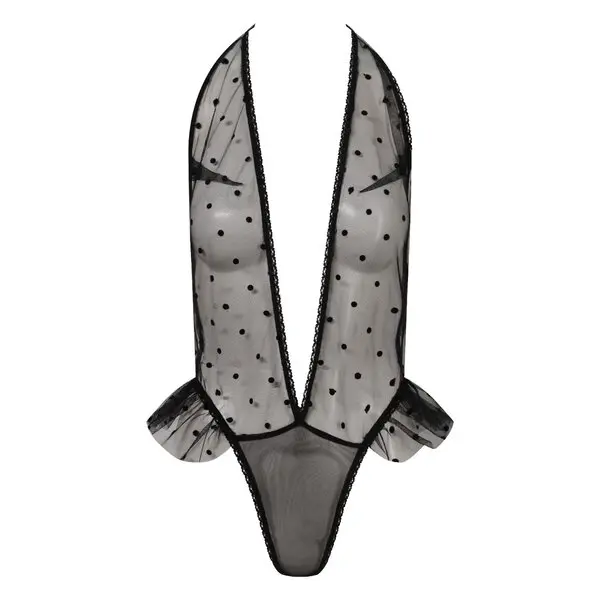 BELLE ET BON BON Polka-dot Tulle Bodysuit